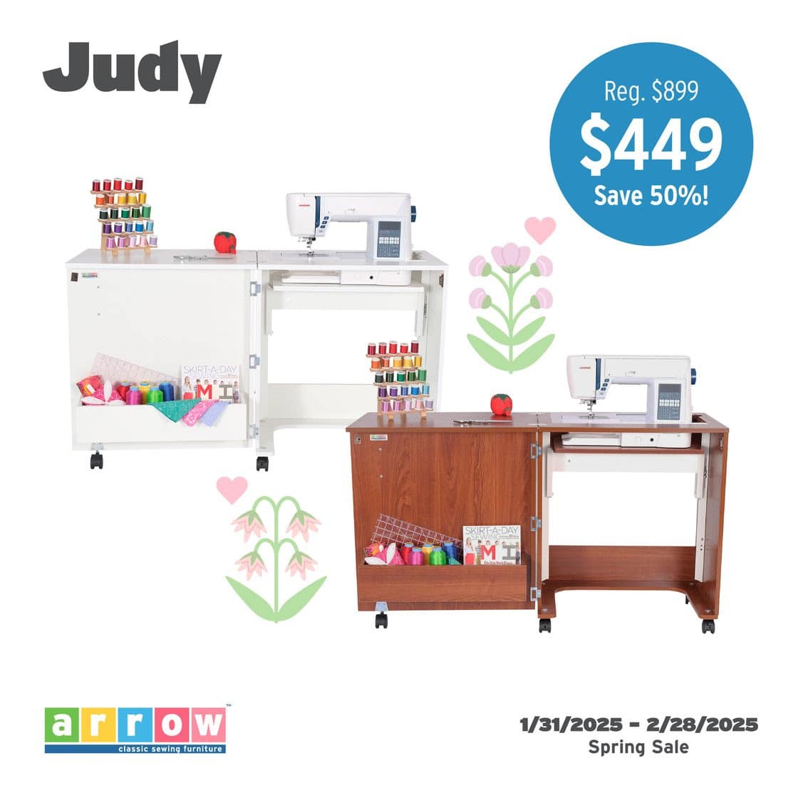 Judy Sewing Cabinet - Ash White - SewingCabinets.com
